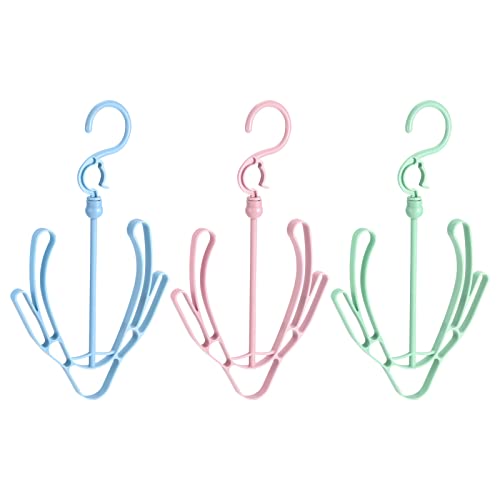 uxcell Shoes Drying Hanger, 270mm x 150mm PP Rotatable Shoe Hanging Racks Blue/Green/Pink, Pack of 3