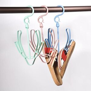 uxcell Shoes Drying Hanger, 270mm x 150mm PP Rotatable Shoe Hanging Racks Blue/Green/Pink, Pack of 3