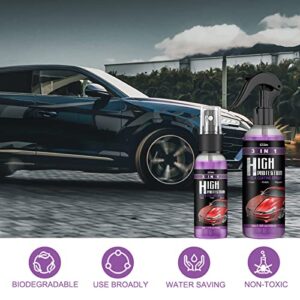 3 in 1 High Protection Ceramic Coating Nano Spray, Car Coating Wax Polishing Spray, Plastic Refresher, Fast Fine Scratch Repair(2Pcs*100ml+2 Towel)