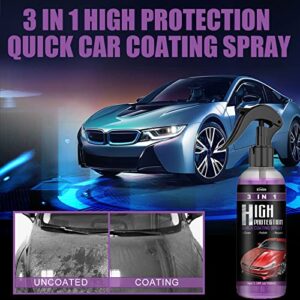 3 in 1 High Protection Ceramic Coating Nano Spray, Car Coating Wax Polishing Spray, Plastic Refresher, Fast Fine Scratch Repair(2Pcs*100ml+2 Towel)