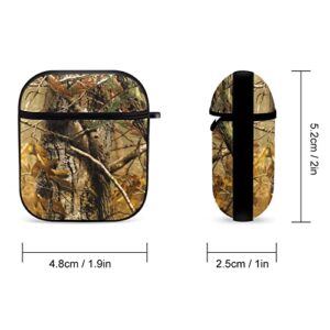 Hunting Camo AirPods Case Cover with Keychain Full Protective Silicone AirPods Accessories Skin Cover for Women Girl with Apple AirPods