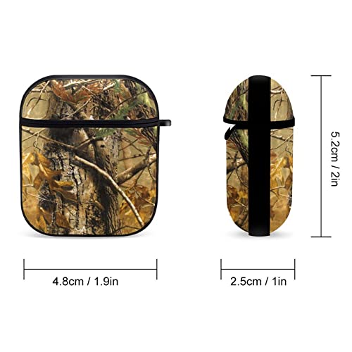 Hunting Camo AirPods Case Cover with Keychain Full Protective Silicone AirPods Accessories Skin Cover for Women Girl with Apple AirPods