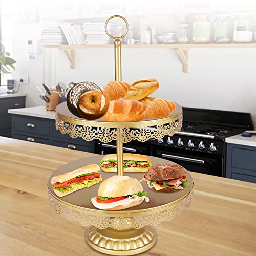 MyHarney 6PCS Cake Stand Set,Metal Cake Stand Dessert Stands Candy Fruit Dessert Table Display Set Cake Pedestal Stand Cupcake Display Stand for Party Birthday Wedding Carnival Baby Shower (Gold)