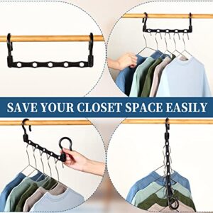 40 Pack Space Saving Clothes Hangers Closet Organizers and Storage Hangers Sturdy Plastic Organizer Hangers Smart Space Saver Hangers with 5 Hole for Clothes Shirts College Dorm Apartment, Black