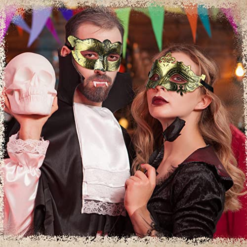 Yunsailing 30 Pieces Masquerade Mask Vintage Antique Masks with Straps for Women Men Halloween Carnival Wedding Party Favors (Gold)