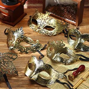 Yunsailing 30 Pieces Masquerade Mask Vintage Antique Masks with Straps for Women Men Halloween Carnival Wedding Party Favors (Gold)