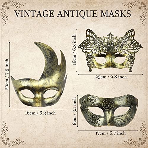 Yunsailing 30 Pieces Masquerade Mask Vintage Antique Masks with Straps for Women Men Halloween Carnival Wedding Party Favors (Gold)