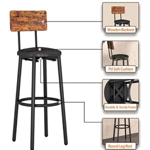 LTTROMAT 3 Piece Pub Table Set, Round Bistro Table and Bar Stool, Kitchen Counter Height Dining Table with Storage Shelves, Pu Cushion Chairs Set of 2, Modern Bar Table Set for Small Spaces