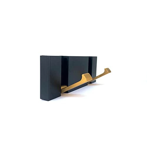 RAW DM -Single Pack-Waterproof Modern Coat Rack, Wall Hook, Hidden Coat Hook, Wall Hanger, Foldable Towel Rack, Door Coat Hanger -2 Black Gold Hooks