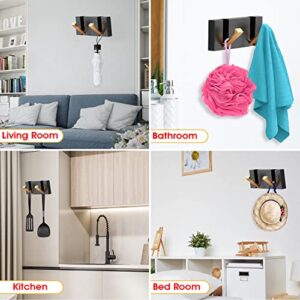 RAW DM -Single Pack-Waterproof Modern Coat Rack, Wall Hook, Hidden Coat Hook, Wall Hanger, Foldable Towel Rack, Door Coat Hanger -2 Black Gold Hooks