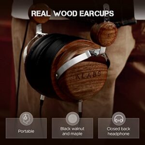 ALABS Over-Ear Wired Closed Back Headphones, Natural Wooden Closed-Back Headset with self Adjustable Headband, Audiophile Headphone with 50mm Drivers and 32Ω impedance for PC Tablets Smartphone