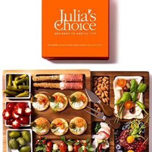 Julia's Choice Charcuterie Board Set - Cheese Board Set - Wood Serving Board – Compact Swivel Cheese Board with Knives and Bowls – Wedding Gifts - Bridal Shower Gifts - House Warming Gifts New Home