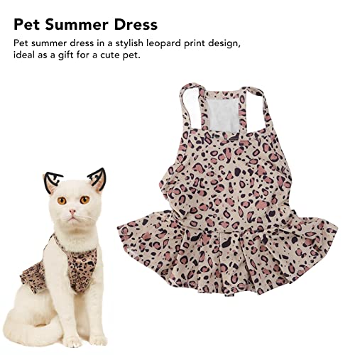 Pet Suspender Dress, Dog Dress Printed Sleeveless Clothes Puppy Vest Summer Leopard Print Dresses for Small Medium Dogs Cat Costume L