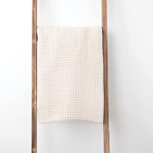 Aston & Arden Waffle Weave Blanket - 100% Ringspun Cotton All Season Throws, Luxury Hotel Quality, Soft on Skin, Breathable, Heavyweight 450 GSM for Bed, Sofa, and Chair, Throw, Beige