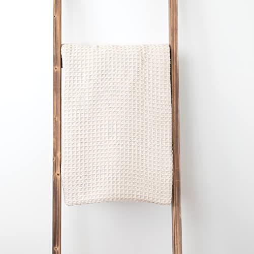 Aston & Arden Waffle Weave Blanket - 100% Ringspun Cotton All Season Throws, Luxury Hotel Quality, Soft on Skin, Breathable, Heavyweight 450 GSM for Bed, Sofa, and Chair, Throw, Beige