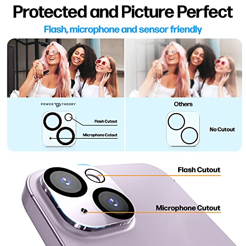 Power Theory Designed for iPhone 14 Plus Screen Protector, with Lens Protectors, and Clear Case Compatible with Magsafe [9H Hardness], Easy Install Kit [Premium Tempered Glass]