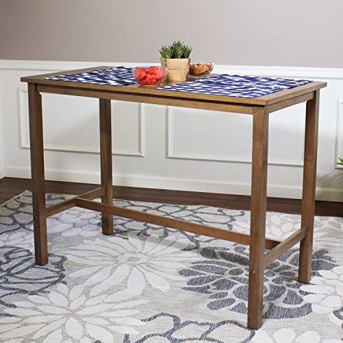 Sunnydaze Arnold 48 x 23.5-Inch Solid Rubberwood Dining Table - Counter-Height - Weathered Oak Finish