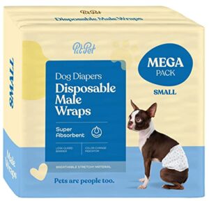 comfortable male dog diapers - 30-pack super absorbent disposable male dog wraps- flashdry gel technology, wetness indicator doggie diapers- leakproof belly wraps for incontinence, excitable urination