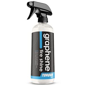 torque detail graphene tire shine spray - long lasting deep black shine with no sling - graphene protection against uv rays, fading & yellowing - 16 oz