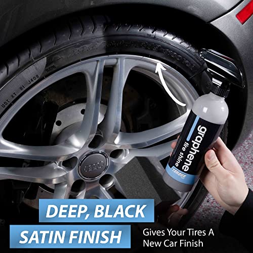 Torque Detail Graphene Tire Shine Spray - Long Lasting Deep Black Shine with No Sling - Graphene Protection Against UV Rays, Fading & Yellowing - 16 Oz