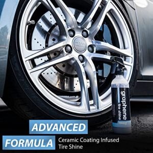 Torque Detail Graphene Tire Shine Spray - Long Lasting Deep Black Shine with No Sling - Graphene Protection Against UV Rays, Fading & Yellowing - 16 Oz