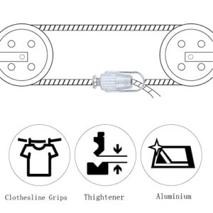 SEIWEI 2PCS Metal Clothesline Rope Tight Grips Aluminium Tightener for Pulleys/Fixed Clothes Laundry Washing Line Household Supplies