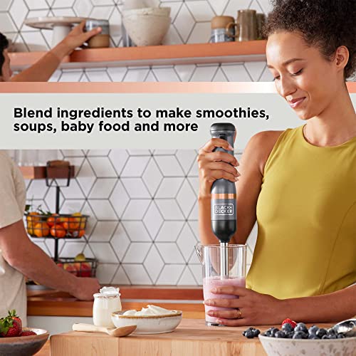 BLACK+DECKER Kitchen Wand Cordless Immersion Blender, Hand Blender with Charging Dock, Grey (BCKM1011K01)