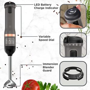 BLACK+DECKER Kitchen Wand Cordless Immersion Blender, Hand Blender with Charging Dock, Grey (BCKM1011K01)