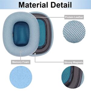 Replacement Ear Pads for AirPods Max Headphone Quite-Comfort Protein Leather Earpads Covers Easy to Install with Magnet Ear Pads Earmuff Repair Part (Blue)