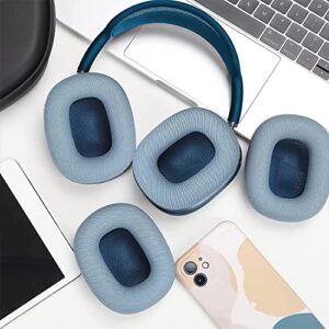 Replacement Ear Pads for AirPods Max Headphone Quite-Comfort Protein Leather Earpads Covers Easy to Install with Magnet Ear Pads Earmuff Repair Part (Blue)