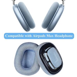 Replacement Ear Pads for AirPods Max Headphone Quite-Comfort Protein Leather Earpads Covers Easy to Install with Magnet Ear Pads Earmuff Repair Part (Blue)