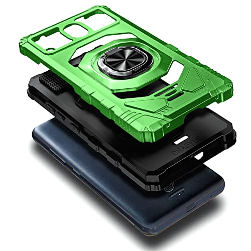 WDHD Case for Nokia C100 with Tempered Glass Screen Protector (Maximum Coverage), Full-Body Protective [Military-Grade], Magnetic Car Ring Holder Cover Case (Green)