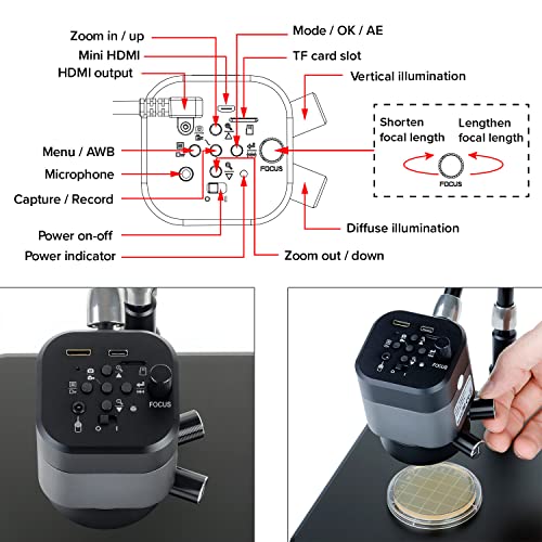 1080p 2MP HDMI Digital Microscope with 11" Articulating Arm