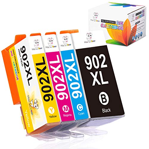 Miss Deer 902XL Compatible Ink Cartridges Replacement for HP 902 XL 902XL Ink Cartridge,Work for HP OfficeJet Pro 6968 6978 6962 6958 6954 6979 6954 Printer(Black,Yellow,Magenta,Cyan)