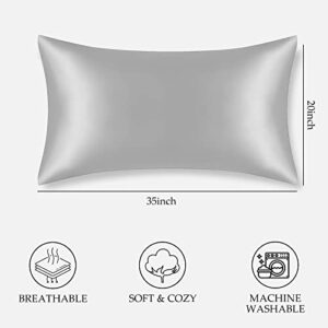 Satin Pillowcase, DIGHEIGG Silk Pillowcase for Hair and Skin, Pillow Cases for Sleeping Set of 2 with Envelope Closure (Dark Grey, 20 ×30 inches)