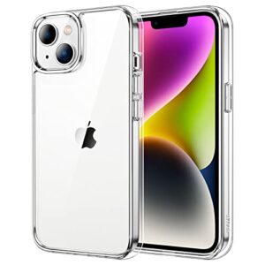 jetech case for iphone 14 6.1-inch, non-yellowing shockproof phone bumper cover, anti-scratch clear back (clear)