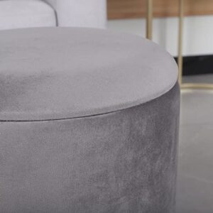 SOFT ASS Round Storage Ottoman Velvet Upholstered Stool Footrest with Gold Metal Base for Living Room Bedroom Entrance Coffee Table (Dark Grey4, Large)