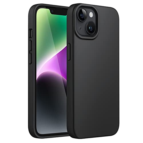 JETech Silicone Case for iPhone 14 6.1-Inch, Silky-Soft Touch Full-Body Protective Phone Case, Shockproof Cover with Microfiber Lining (Black)