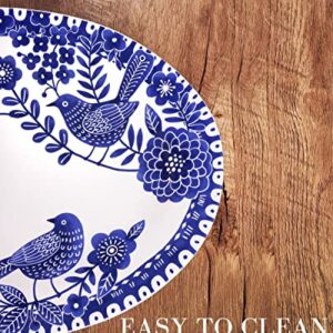 Sonemone 14 inch Blue Bird Serving Platter, Ceramic Oval Serving Plates for Entertaining Party Restaurant, Turkey, Dishwasher & Microwave Safe