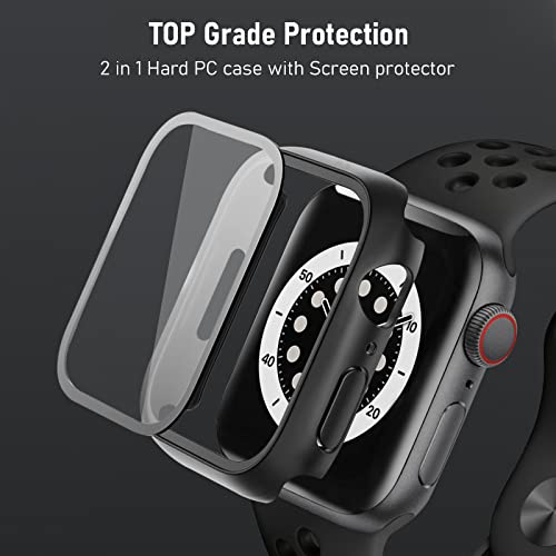 4 Pack Jeluse Case Compatible with Apple Watch Series 8/7 45mm, Built-in Tempered Glass Screen Protector, Hard PC Bumper Scratch Resistant Full Protective Touch Sensitive iWatch 45mm Cover