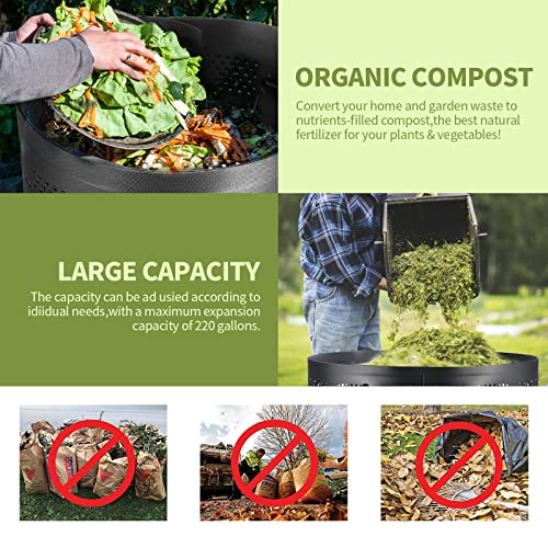 NULAOBA Outdoor Compost Bin , Farm Composter Bin Outdoor,Food Cycler Composter, 220 Gallon Garden Large Compost Bin,Expandable,Easy Assembling,