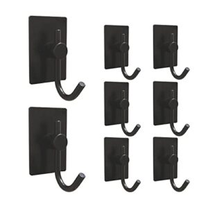 bathhold adhesive hooks wall mount, wall hooks for hanging robe, coat, towel, hat, key on bathroom,kitchen,washroom,living room - matte black - 8 packs