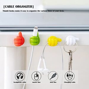 FreshDear 16pcs Self Adhesive Thumb Wall Hooks for Cables,Toothbrush Holder, Creative Adhesive Thumb Cable Clip Key Hook Wall Hangers.(8 Colors)