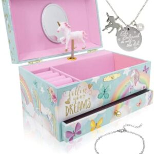 Unicorn Jewelry Box for Girls and DIY Light Up Unicorn Terrarium Kit for Kids