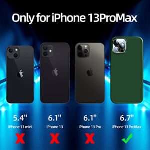 Dssairo [5 in 1 for iPhone 13 Pro Max Case 6.7 inch, with 2 Pack Screen Protector + 2 Pack Camera Lens Protector, Liquid Silicone Ultra Slim Shockproof Protective Phone Case (Alpine Green)………