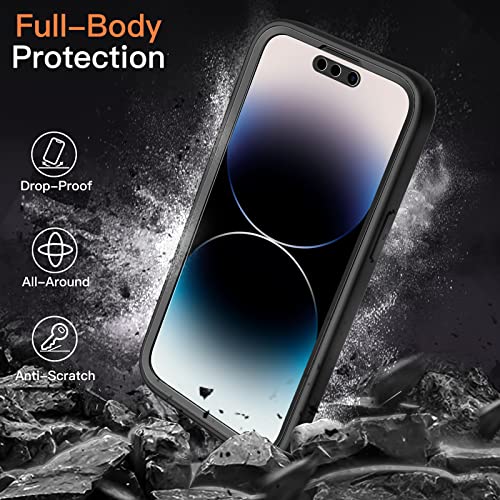 JETech Case for iPhone 14 Pro Max 6.7-Inch (NOT for iPhone 14 Pro 6.1-Inch) with Built-in Screen Protector Anti-Scratch, 360 Degree Full Body Rugged Phone Cover Clear Back (Black)