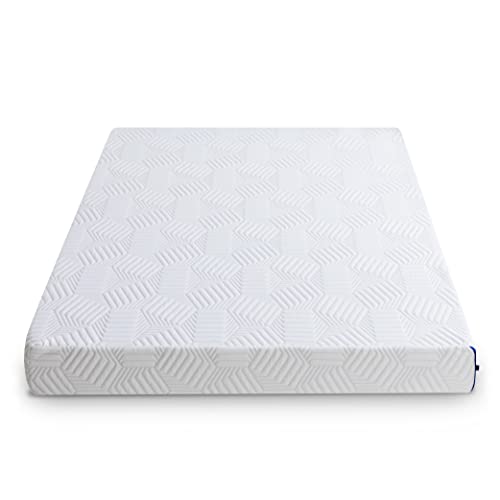 MLILY EGO Blue 8 Inch Twin Memory Foam Mattress, Bed in a Box, Green Tea and Cooling Gel Infused, CertiPUR-US Certified, Made in USA, Medium-Firm, 38”x75”x8”, White