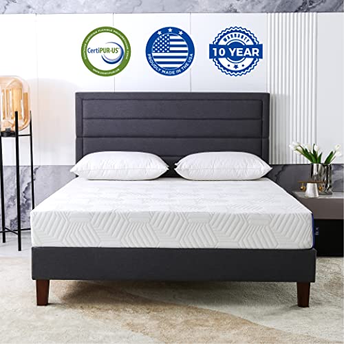 MLILY EGO Blue 8 Inch Twin Memory Foam Mattress, Bed in a Box, Green Tea and Cooling Gel Infused, CertiPUR-US Certified, Made in USA, Medium-Firm, 38”x75”x8”, White