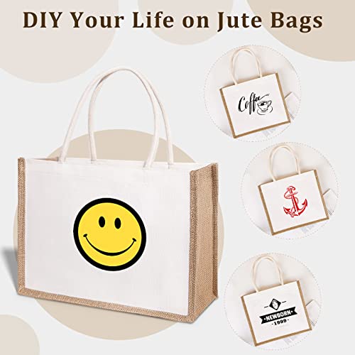 Lebenikon Jute Bag 6 Pack Burlap Tote Bags with Handles Large Jute Tote Bag In Bulk Jute Bags Full Gusset for Women for Bridesmaid Gifts for Wedding Gift Travel DIY Beach Shopping Mothers Day Bag