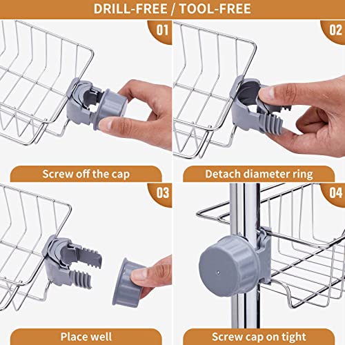 NCARSTER Stainless Steel Faucet Rack, 2 Pcs Kitchen Sink Caddy Faucet Rack with Hook - Detachable Scrubbers Soap Hanging Faucet Drain Rack for Bathroom (Silver -M)